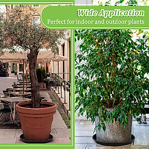 Eccliy 12 Pcs Plastic Plant Saucers Round Plant Tray Large Flower Plant Pot Saucer Heavy Duty Planter Water Trays Thick Plant Drip Saucers for Indoors and Outdoors (Black, 16 Inch)