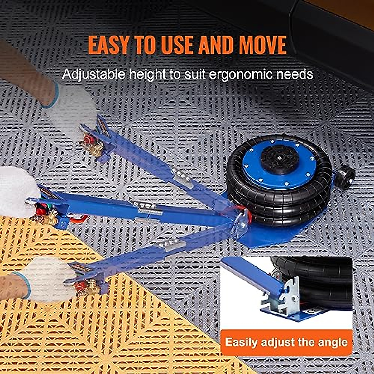 VEVOR Air Jack, 3 Ton/6600 lbs Triple Bag Air Jack, Airbag Jack with Six Steel Pipes, Lift up to 17.7", 3-5 s Fast Lifting Pneumatic Jack, with Adjustable Long Handles for Cars, Garages, Repair (Blue)