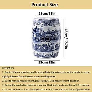 JENKEM Decorative Ceramic Garden Stool, Glazed Hollow Celadon Shoe-Changing Stool Drum Stool, Suitable for Outdoor Garden, Living Room, Terrace, Etc.