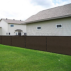 Patio 5' x 25' Fence Privacy Screen Brown Commercial Grade Mesh Shade Fabric with Brass Gromment Outdoor Windscreen Zipties