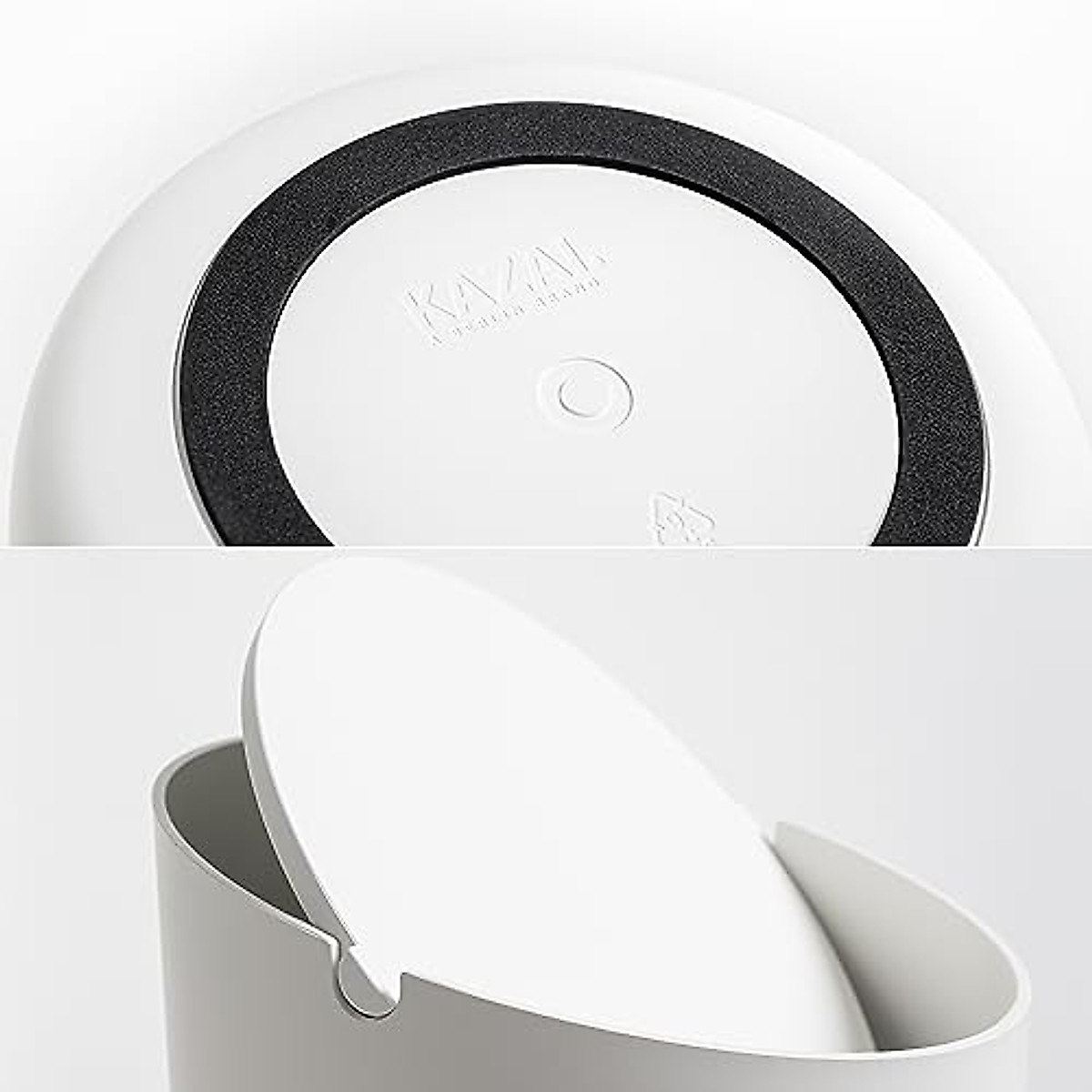 Kazai.® Mini Waste Bin 'Tove' - Small and Unique Design Bin from Berlin | for Bathroom, Kitchen & Desk | 1.5L Capacity, Non-Slip, Inner Bucket | White