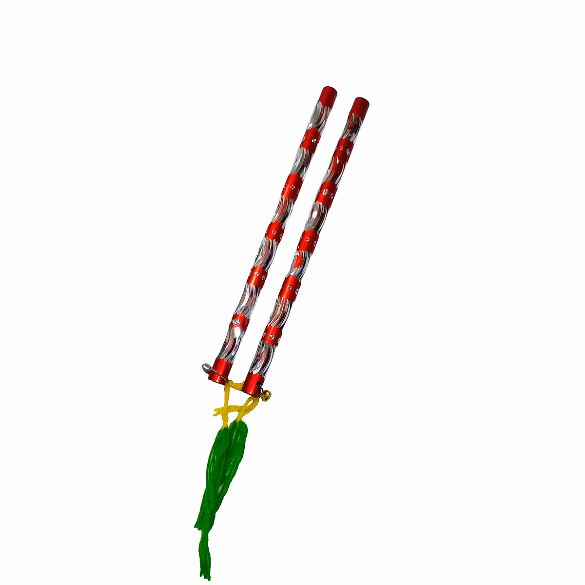 JAGMOR Navratri Special dandiya| Metal Aluminum Navratri Raas Garba Dandiya Sticks, 2 Small Pair, Yellow-Red Color, Pack of 4