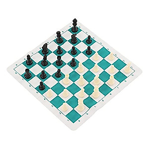 oceanside Chess Set, Portable Travel Chess Game Set Roll Up Chess Board Set for Family Gatherings Travel 3 Sizes(65mm)