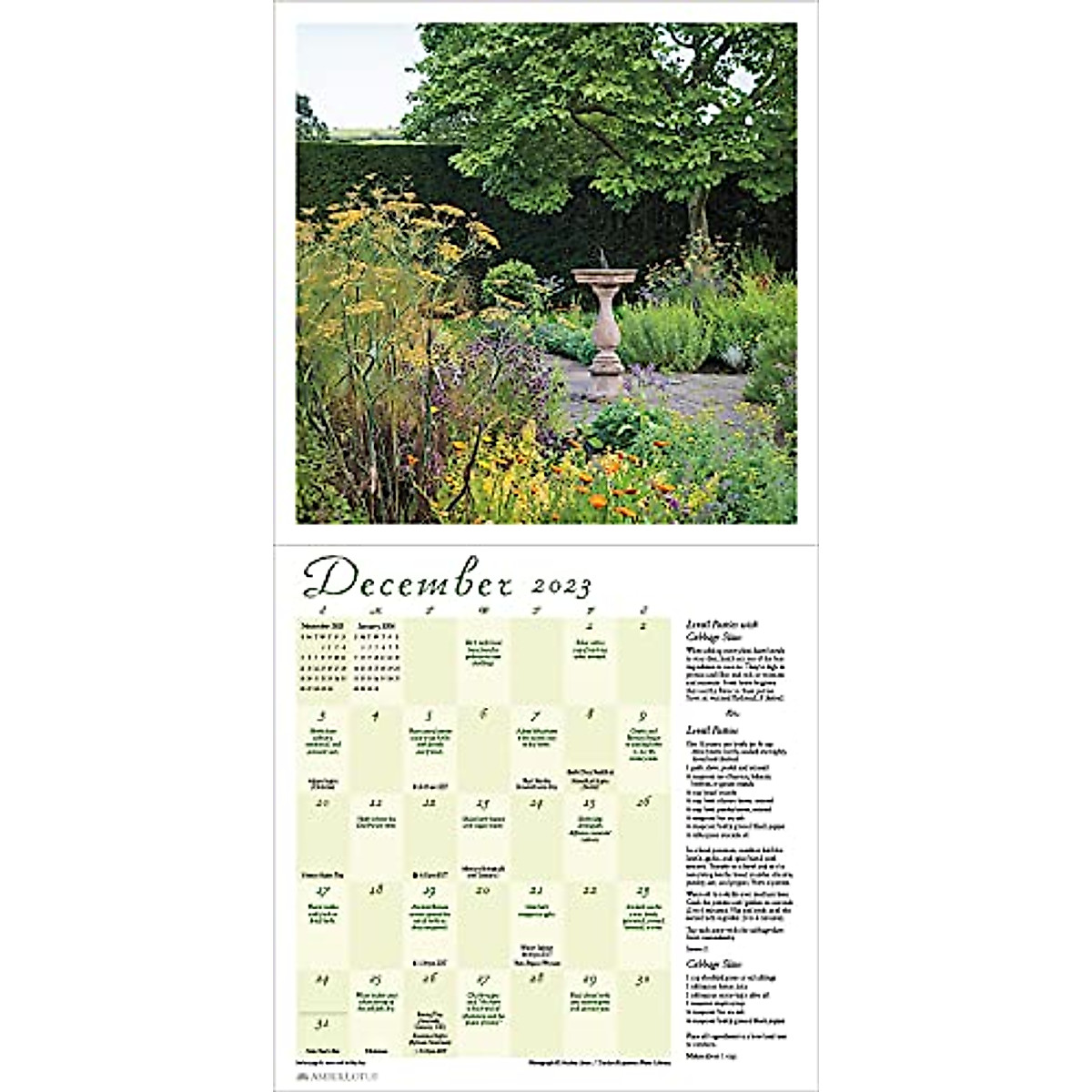 Herb Gardens 2023 Wall Calendar: Recipes & Herbal Folklore