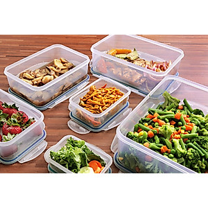Utopia Kitchen Plastic Food Storage Container Set with Airtight Lids - Pack of 18 (9 Containers & 9 Snap Lids) - Reusable & Leftover Food Lunch Boxes - Leak Proof, Freezer & Microwave Safe