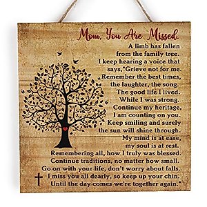 kullder Wood Plaque for Daughter Who Lost Mother Memories of Loved One Mom Memory Wood Sign Wall Art DéCor Mom Passed Away Wood in Loving Memory Mom Angel Memory Remembering Wood Sign - 8''x8''