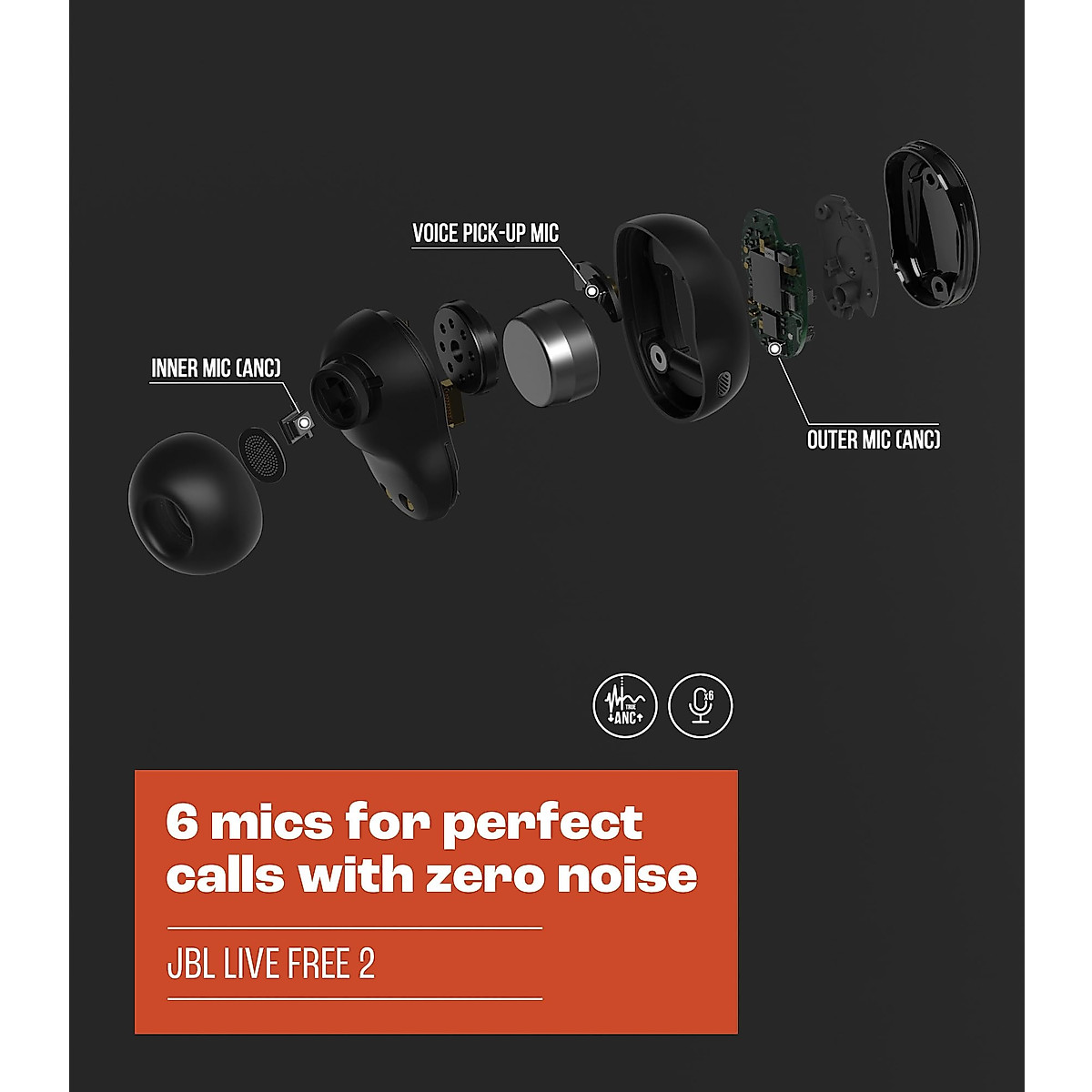 JBL Live Free 2 - True Wireless Noise Cancelling Earbuds, Up to 35hrs of Playtime, 6 mics for Perfect Calls with Zero Noise, IPX5 Waterproof, Oval Tubes for Better Comfort, Isolation, & bass (Blue)