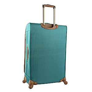 steve madden Designer Luggage Collection- 3 Piece Softside Expandable Lightweight Spinner Suitcases- Travel Set includes Under Seat Bag, 20-Inch Carry on & 28-Inch Checked Suitcase (Harlo Teal Blue)