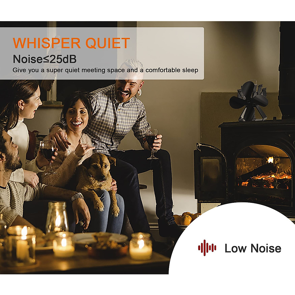 Wood Stove Fan Heat Powered Fan 4 Blade Fireplace Fan for Wood Burning Woodstove Eco Friendly Silent Efficiently