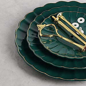 Sweejar 3 Tier Ceramic Cake Stand Wedding, Dessert Cupcake Stand for Tea Party Serving Platter (Jade)