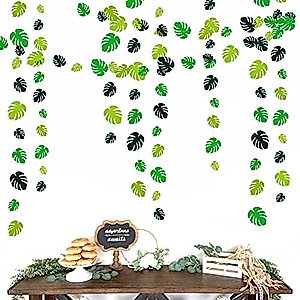 46 Ft Tropical Party Decorations Green Palm Leaves Garland Banner for Summer Hawaiian Luau Wild One Safari Beach Birthday Bachelorette Engagement Wedding Bridal Baby Shower Jungle Leaf Party Supplies