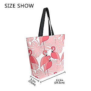 Women Top Bag Handle Handbags Shoulder Bag Flamingo Tote Washed Canvas Purses Bag(9ut0a)