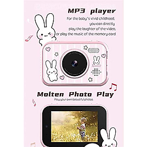 GIENEX Kids Digital Camera - 12MP Children's Selfie Camera with 3.5 Inches Large Screen for Boys and Girls,1080P Rechargeable Electronic Camera with 32GB TF Card (Color : Pink)