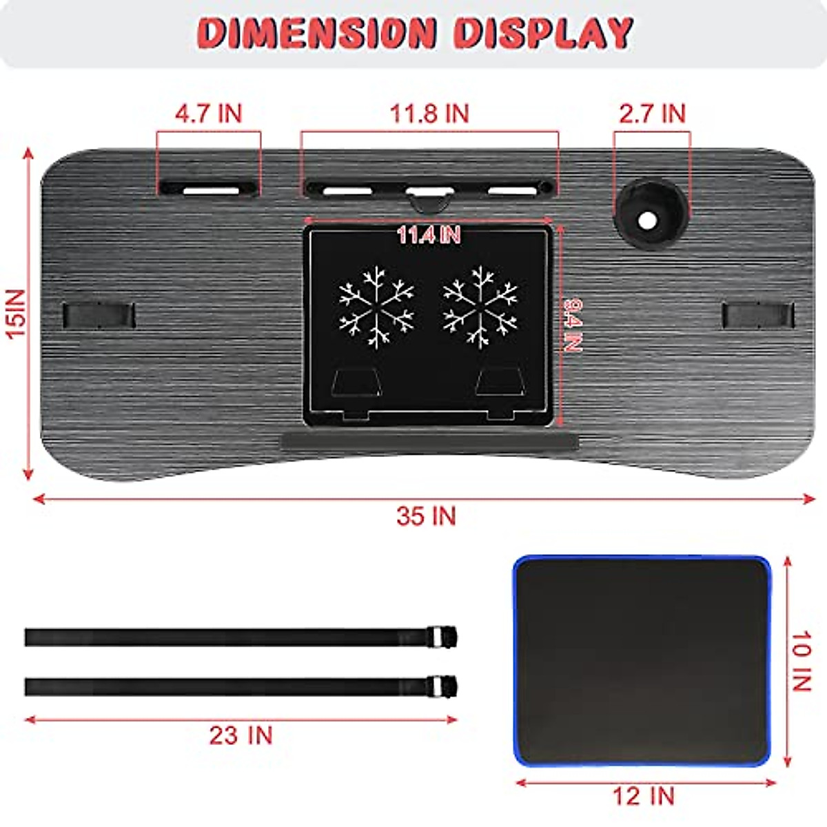 Natheeph Treadmill Desk Attachment Treadmill Laptop Holder Height Multi-Stage Adjustable Treadmill Desk for Notebooks, Tablets, Laptops, and More, with Non-Slip Pads and Nylon Strap (Adjustable Grey)
