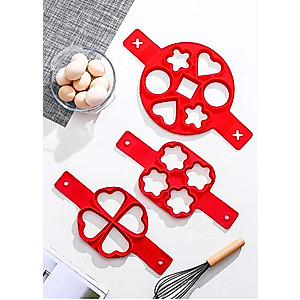 Silicone Non Stick Fantastic Seven Holes Egg Pancake Maker Ring Kitchen Baking Omelet Moulds Flip Cooker Egg Ring Mold (7-ROUND)