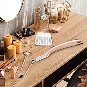 Mefor Eyebrow Razor,Eyebrow Trimmer Dermaplane Razor for Women Face,Practical Women Face Shaver Facial Razor with LED Light, 6 Replacement Heads & Pre