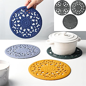 IFFMYJB Silicone Trivets Mats for Hot Pots & Pans & Dishes, Versatile Hot Pad for Kitchen, Multipurpose Heat Resistant Mat for Kitchen Counter, Durable & Flexible Round Silicone Pot Holder Set 3 Black