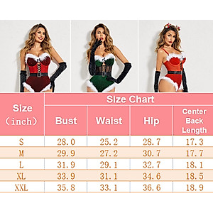Avidlove Plus Size Lingerie Teddy Bodysuit Women Christmas Lingerie Red Santa Babydoll Set Green Medium