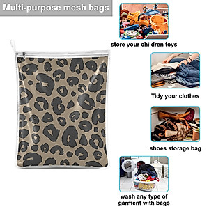 Leopard Laundry Bags Mesh Wash Bags Set of 2 Laundry Bag for Delicates Bra Washing Bags for Laundry with Zipper for Hosiery Stocking Underwear Bra Shoe College Dorm Essentials