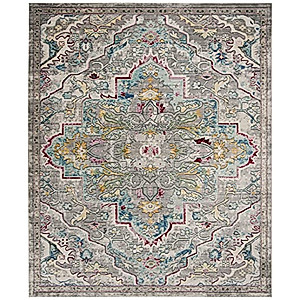 SAFAVIEH Mystique Collection Area Rug - 9' x 12', Grey & Light Blue, Watercolor Distressed Design, Non-Shedding & Easy Care, Ideal for High Traffic Areas in Living Room, Bedroom (MYS921L)
