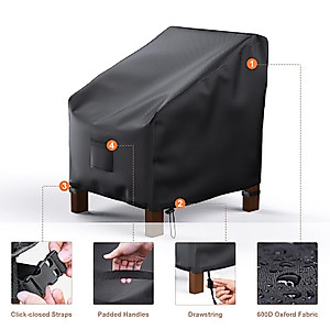 Mrrihand Patio Chair Covers Waterproof, Lounge Deep Seat Cover, Heavy Duty Outdoor Lawn Patio Furniture Covers (37" W x 40" D x 30" H - 2 Pack)