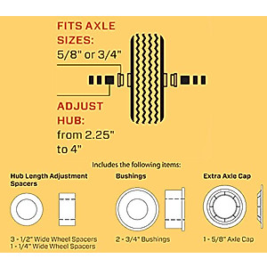 Marathon Universal Fit Pneumatic (Air Filled) Hand Truck / All Purpose Utility Tire on Wheel with Adapter Kit Included