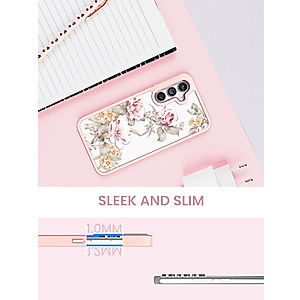 DagoRoo for Samsung Galaxy A54 5G Case with Tempered Glass Screen Protector [2 Pack],[Military Grade Protective] Slim Soft TPU & Hard PC,Girls Women Crystal Clear Flower Pattern Case-Ranunculus/Pink