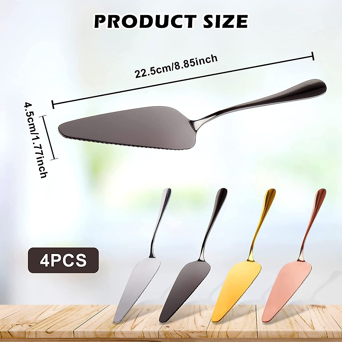 Spatula Pizza Server, 4 Pcs Pie Server, Tainless Steel Pie Spatula, Multi-Function Pizza Spatula, Cake Server Spatula for Celebration Party Wedding Home or More (Four Colors)