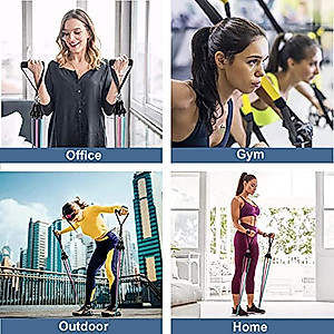 Exercise Resistance Bands Set for Women, Home Gym Fitness Workout Bands 11PCS with Fitness Tubes, Foam Handles, Ankle Straps, Door Anchor, Carrying Pouch for Yoga, Physical Therapy, Up to 100 lbs