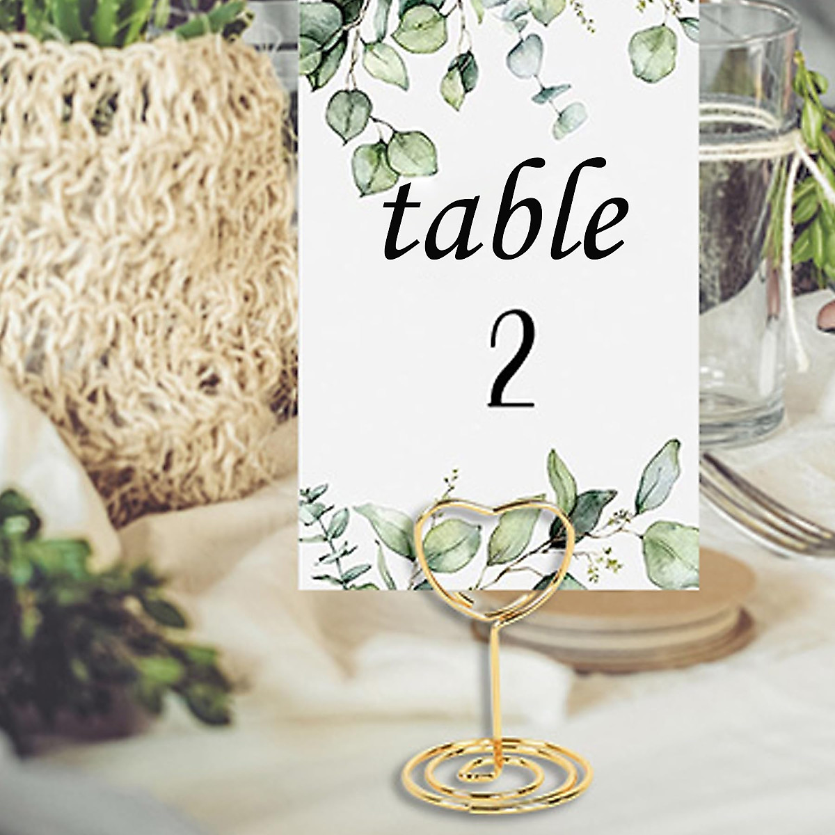 WOHENI 20Pcs Mini Table Number Holders,Place Card Holder,Wire Picture Holder,Small Size Table Card Holders,Photo Holder for Centerpieces,Wedding Reception,Party, Birthday (Gold)