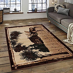Champion Rugs Rustic Lodge Deer Elk Moose Area Rug (2’ X 3’)