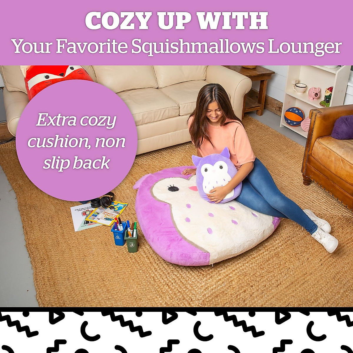 BigMouth x Squishmallows Original Inflat-A-Pal, Inflatable Floor Pillow, Jumbo Animal Cushion Lounger for Kids - Holly The Owl Squishmallow