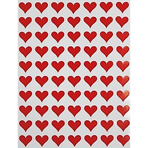 Royal Green Small Heart Stickers - Scrapbooking Stickers, Packaging Stickers, Arts & Crafts Decorative Sticker Labels for Scrapbooks & More - 0.5 inch, 350-Pack (Red)