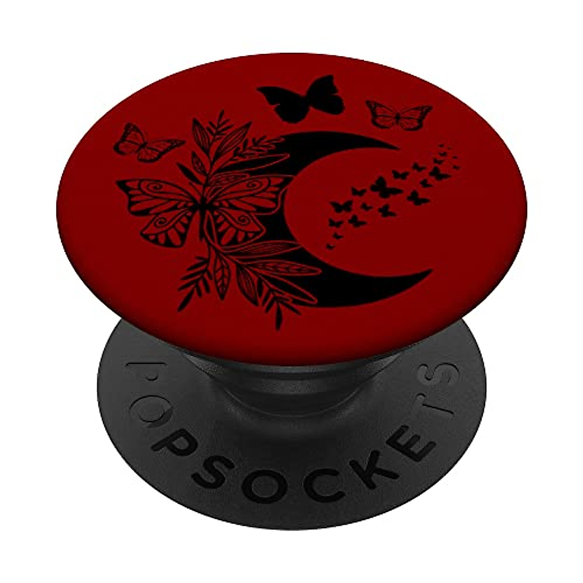 Red and Black Cute Moon and Butterfly Witchy Goth Wicca PopSockets Swappable PopGrip