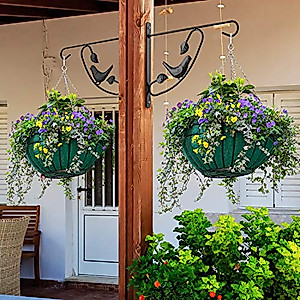 Amagabeli Hanging Plants Bracket 12in Wall Planter Hooks Hangers Flower Pot Bird Feeder Hanger for Fence Trees Wind Chimes Lantern Outdoor Indoor Patio Lawn Garden Shelf Fence Screw Mount Arm Black