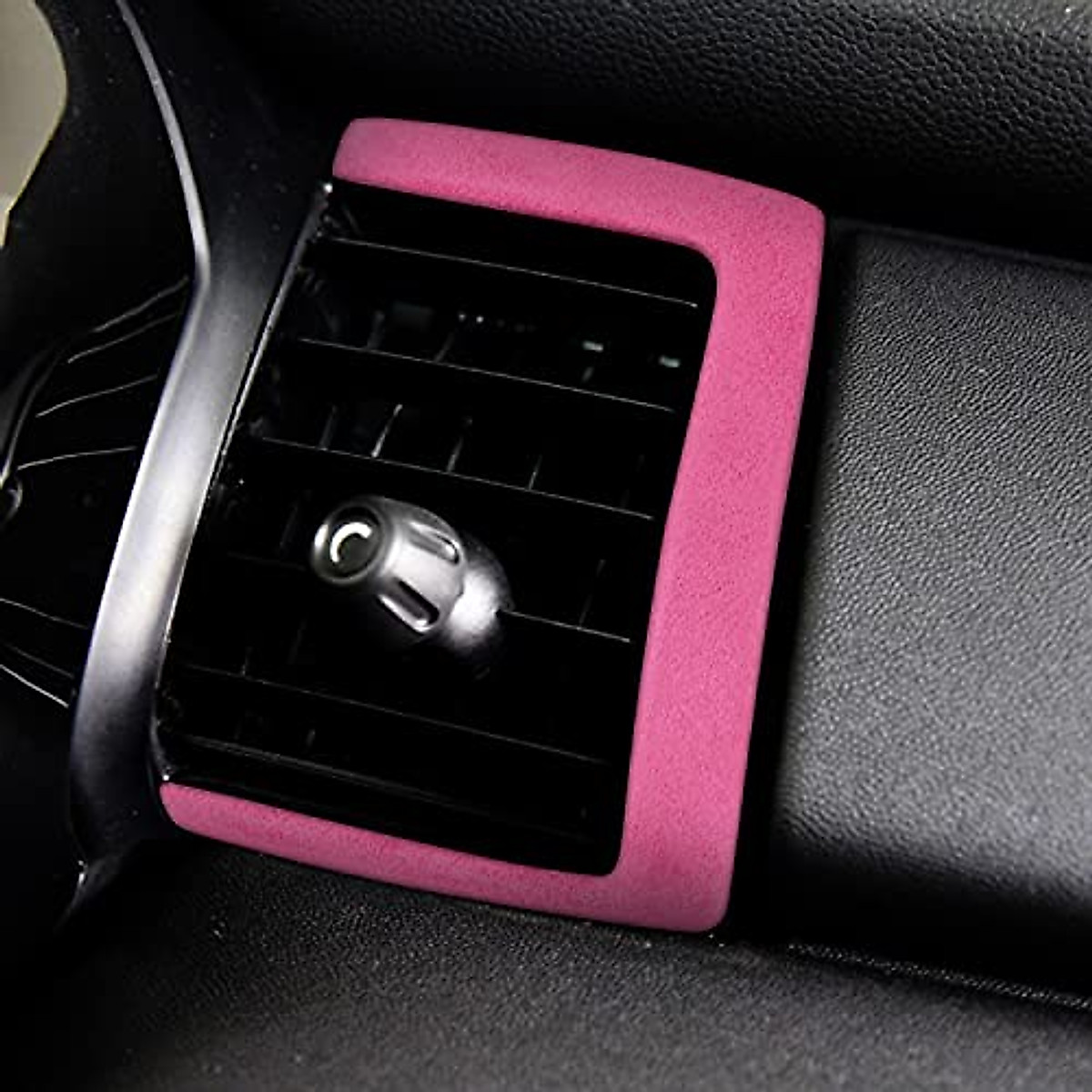 Toworldit Alcantara + ABS Material Dashboard Air Conditioning Outlet Vent Trim Cover Compatible with BMW Mini Cooper F55 F56 F57 2014-2020 (Pink)