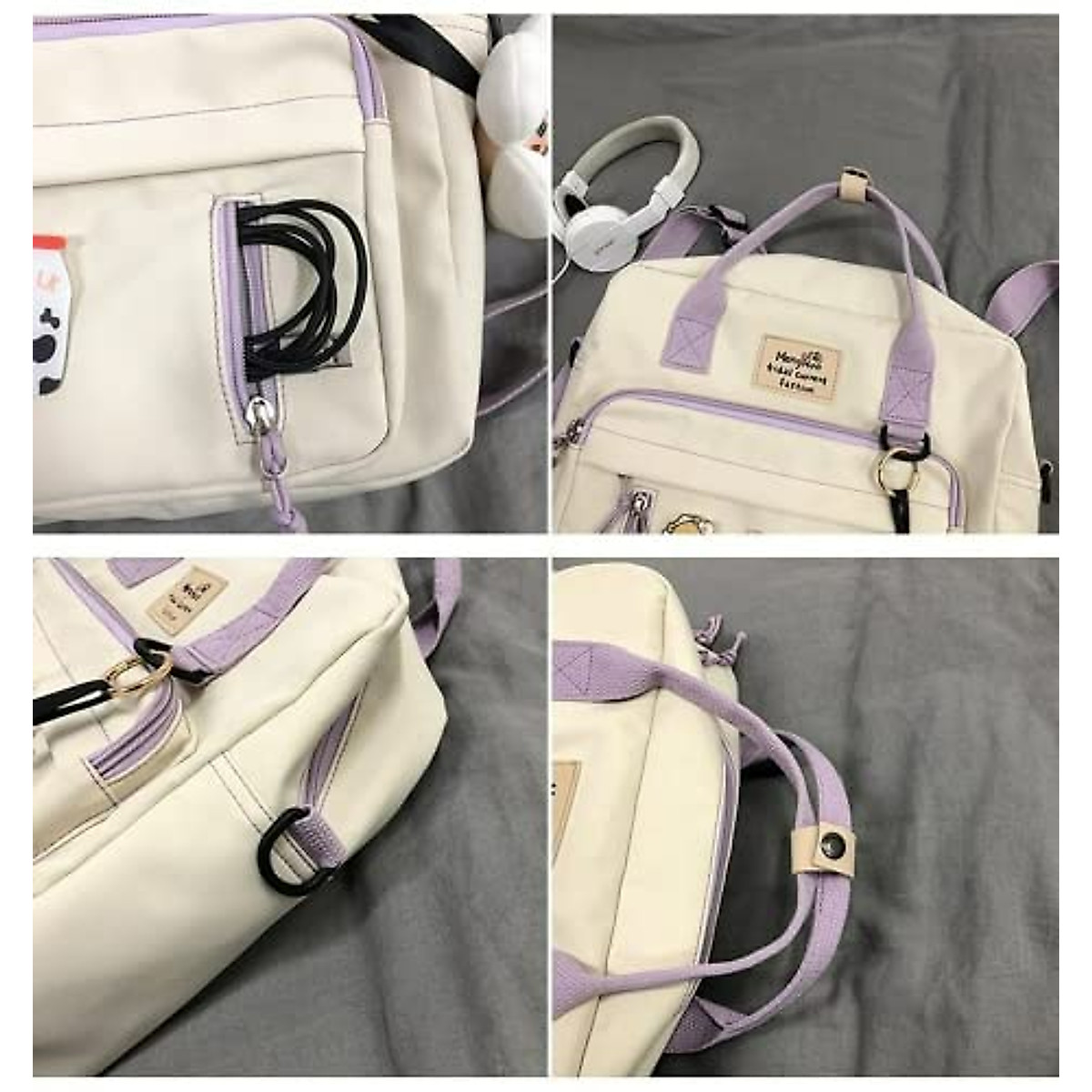 Kawaii Crossbody Purse for Girl Tote Indie Backpack School Japanese Asthetic Backpack INS Messenger Bag Kawaii Backpack Prime (black)
