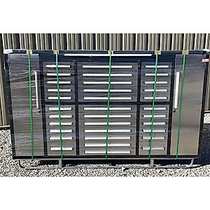 Product Dimensions:102"x22"x57" 9ft Storage Cabinet 34Drawer Steel Tool Chest Cabinet, Stainless Steel Top, Galvanized Drawers