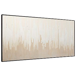 Signature Design by Ashley Jennaya Modern Abstract Framed Hand Painted Wall Art, 60 x 30, Beige, Living Room