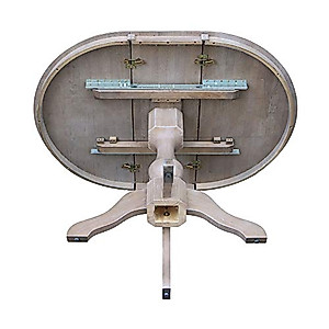 International Concepts 36" Round Top Pedestal Table with 12" Leaf-28.9" H-Dining Height, Washed Gray Taupe