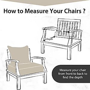 COZYVIDA Indoor/Outdoor Deep Seat Patio Cushions: Resilient Foam Filling, Weather Resistant Patio Cushions,seat(23.5x25x5.1 inch),Back(27x25 inch) 2 Sets,Toffee Trellis