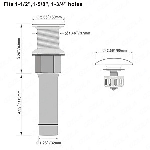 GZILA Vessel Sink Drain Without Overflow, White Pop-Up Drain with Basket Stopper, Bathroom Vanity Ceramic Brass Strainer Hair Catcher, Anti-Clogging Brushed Nickel, Porcelain Cap