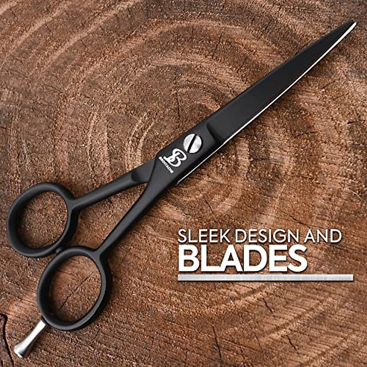 BROSTACHE Beard & Mustache Scissors for Men 5”, 2 comb & Leather Travel Pouch , Hand forged with Bevel edge For precision, Grooming Kit for Men with Extremely Sharp Scissors & Adjustable Screw