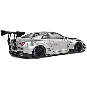 2020 GT-R (R35) RHD (Right Hand Drive) Liberty Walk Body Kit Pearl Gray Metallic with Carbon Hood 1/18 Diecast Model Car by Solido S1805802