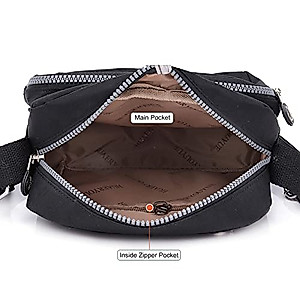 Blostirno Nylon Crossbody Bag Casual Shoulder Handbag Bags Multi Pocket Waterproof Purses for Women Black