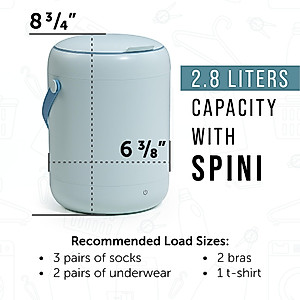 Portable Laundry Washing Machine - Great for Travel, Camping, and RVs - Mini Compact Washer for Delicate Fabrics and Small Loads - Includes Strainer and Handle (Blue)