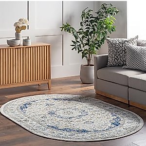 nuLOOM Paisley Verona Vintage Persian Area Rug, 6' 7" x 9' Oval, Blue