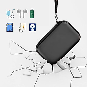 Premium Hard Shell Travel and Storage Case: Stylish and Protective Organizer for Earbuds, Earphones, Chargers, Cables, and Small Electronic Accessories - Black, with Accessory Pocket