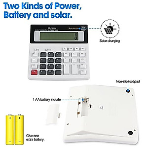 Calculator, BviFioX Desk Calculator, 12 Digit Large LCD Display, Solar and Battery Office Calculator, Large Keys, Standard Function for Daily Use in Home and Office (CT-200ML)