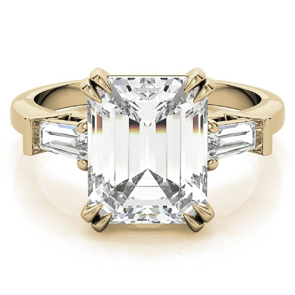 10K Solid Yellow Gold Handmade Engagement Rings 3.0 CT Emerald Cut Moissanite Diamond Solitaire Wedding/Bridal Ring Set for Women/Her Propose Ring Set (7)